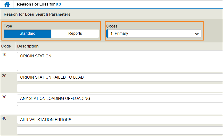 Manage Reason for Loss Codes
