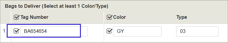 Rush Tag Number Prefilled in the Baggage Delivery Order